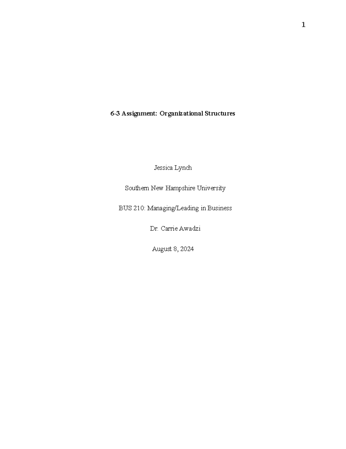 BUS210 Module 6-3 Assignment Organizational Structures - 6-3 Assignment ...