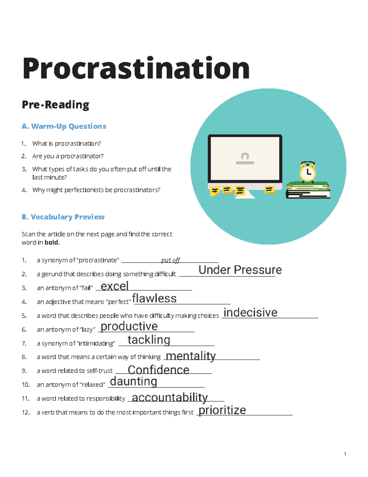 Procrastination - Proca - Discussion Starters Procrastination Pre ...