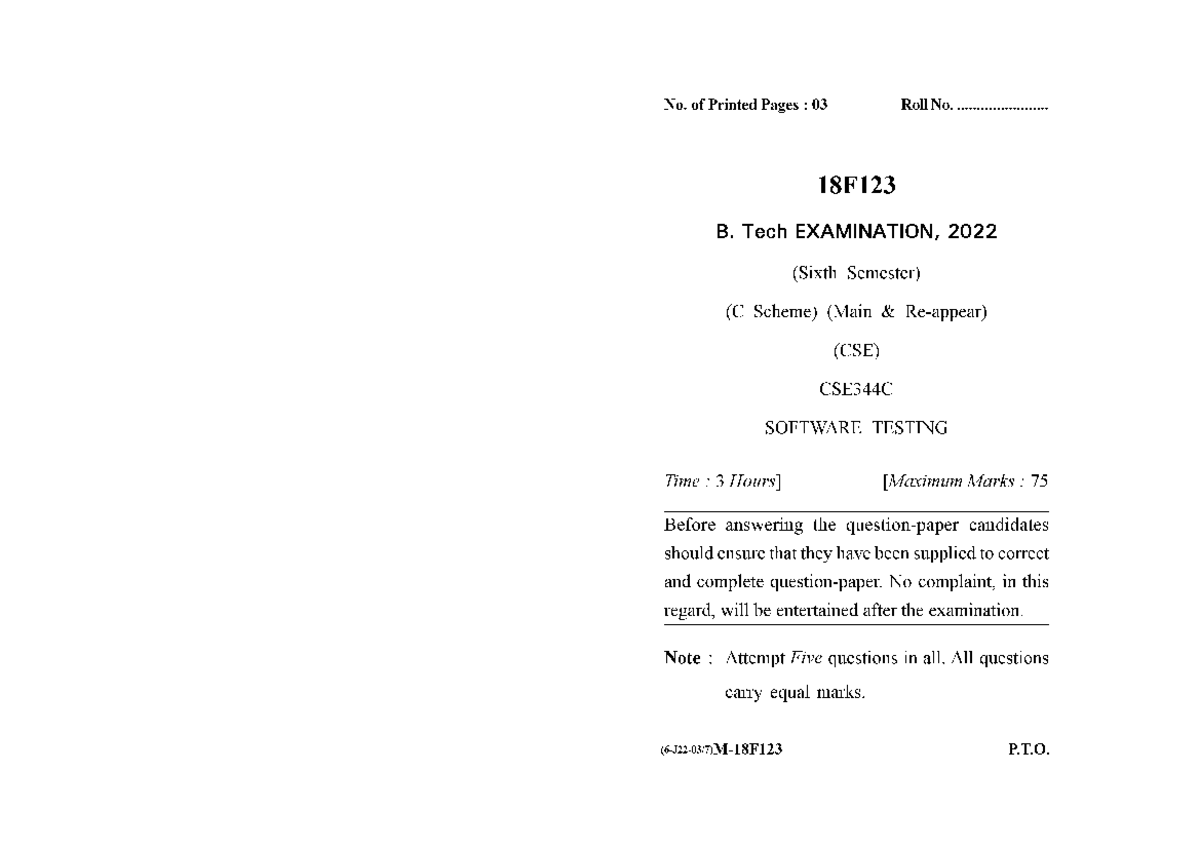 CSE344C - Pyq - Cmputer Science And Engineering - Studocu