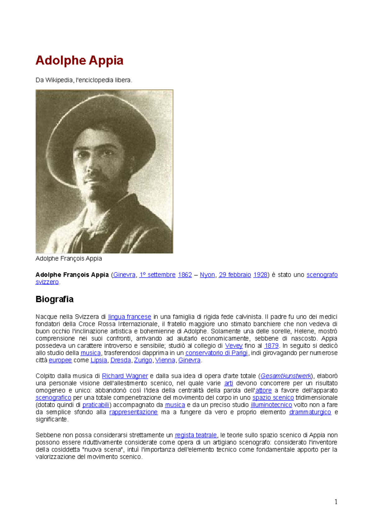 Appia Adolphe - Adolphe Appia Da Wikipedia, l'enciclopedia libera ...