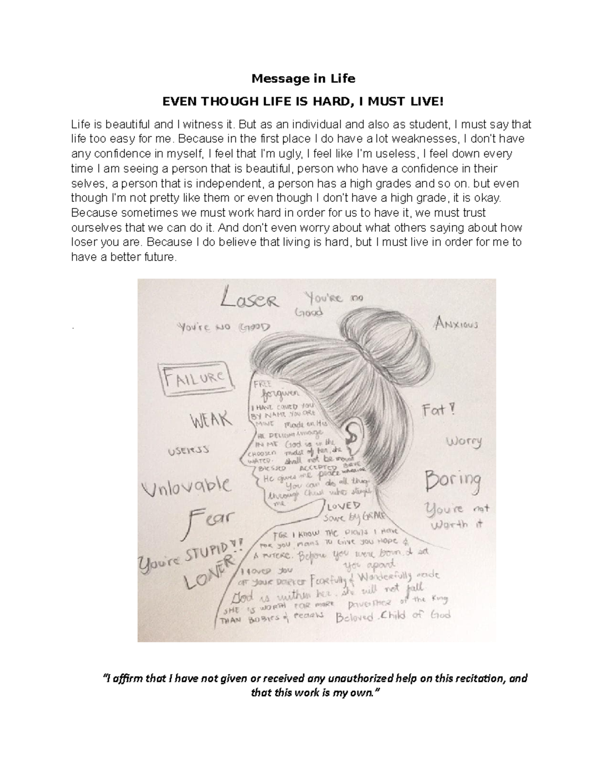 Recitation- for module 1 - Message in Life EVEN THOUGH LIFE IS HARD, I ...