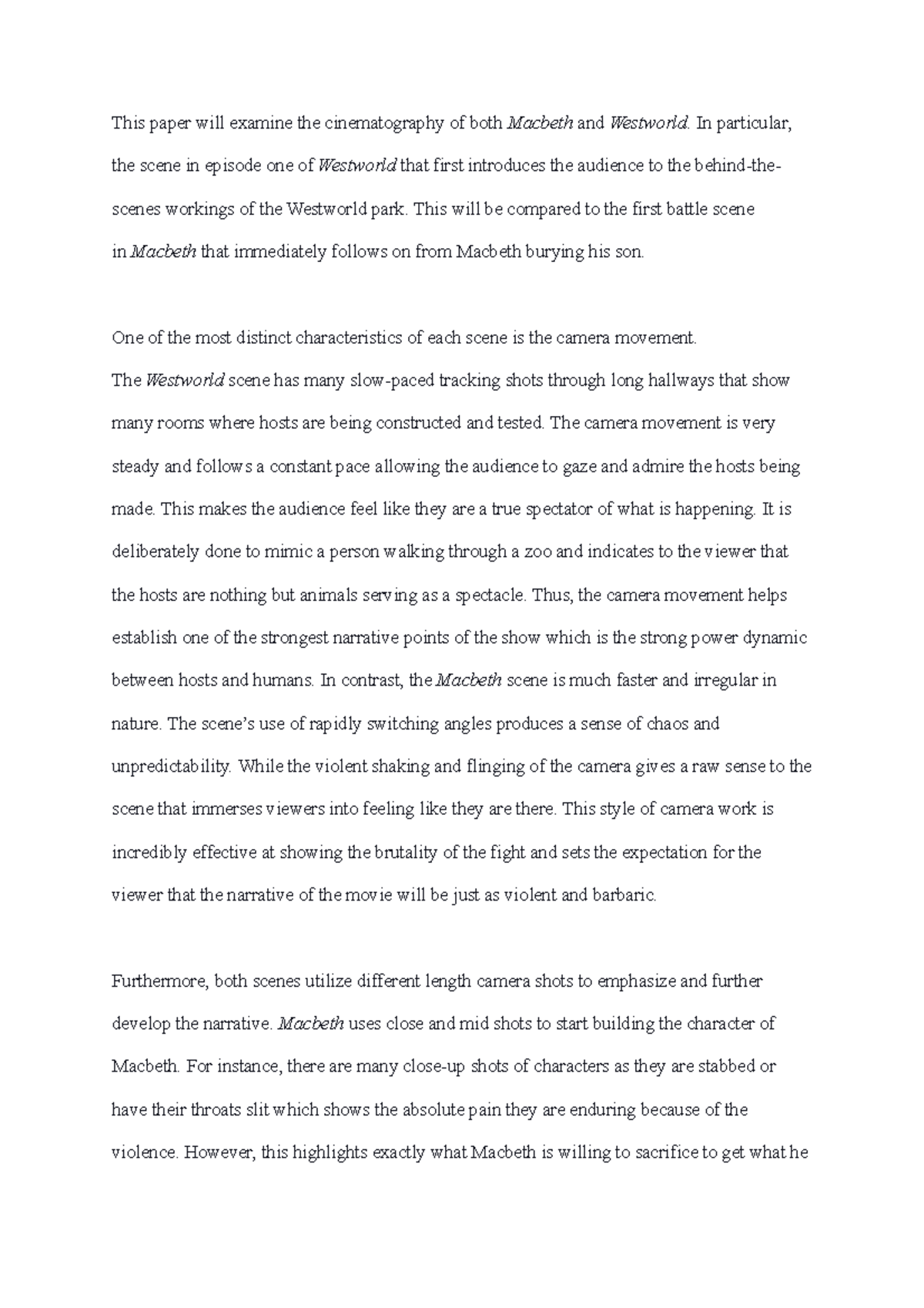 Scene analysis on movie scenes - This paper will examine the ...