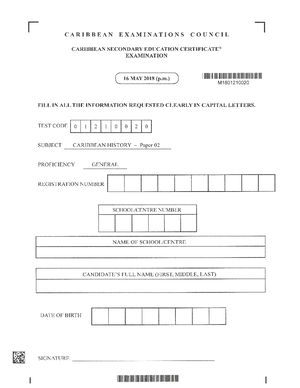CSEC Caribbean History June 2017 P2 - t- qto rEsr coDE 012100201 FORM ...