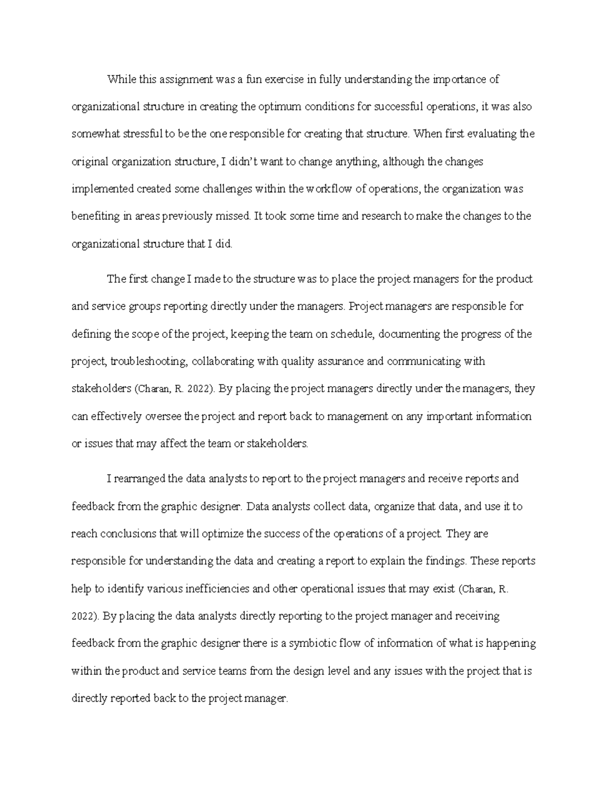 6-3 Assignment- Organizational Structure - While this assignment was a ...