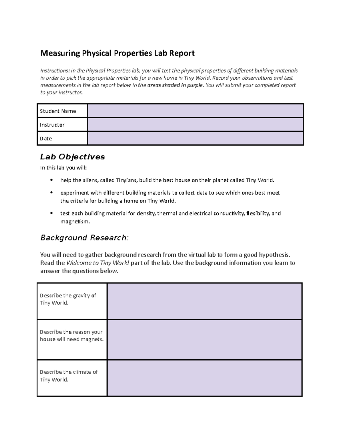 Measuring physical properties lab report - Measuring Physical ...