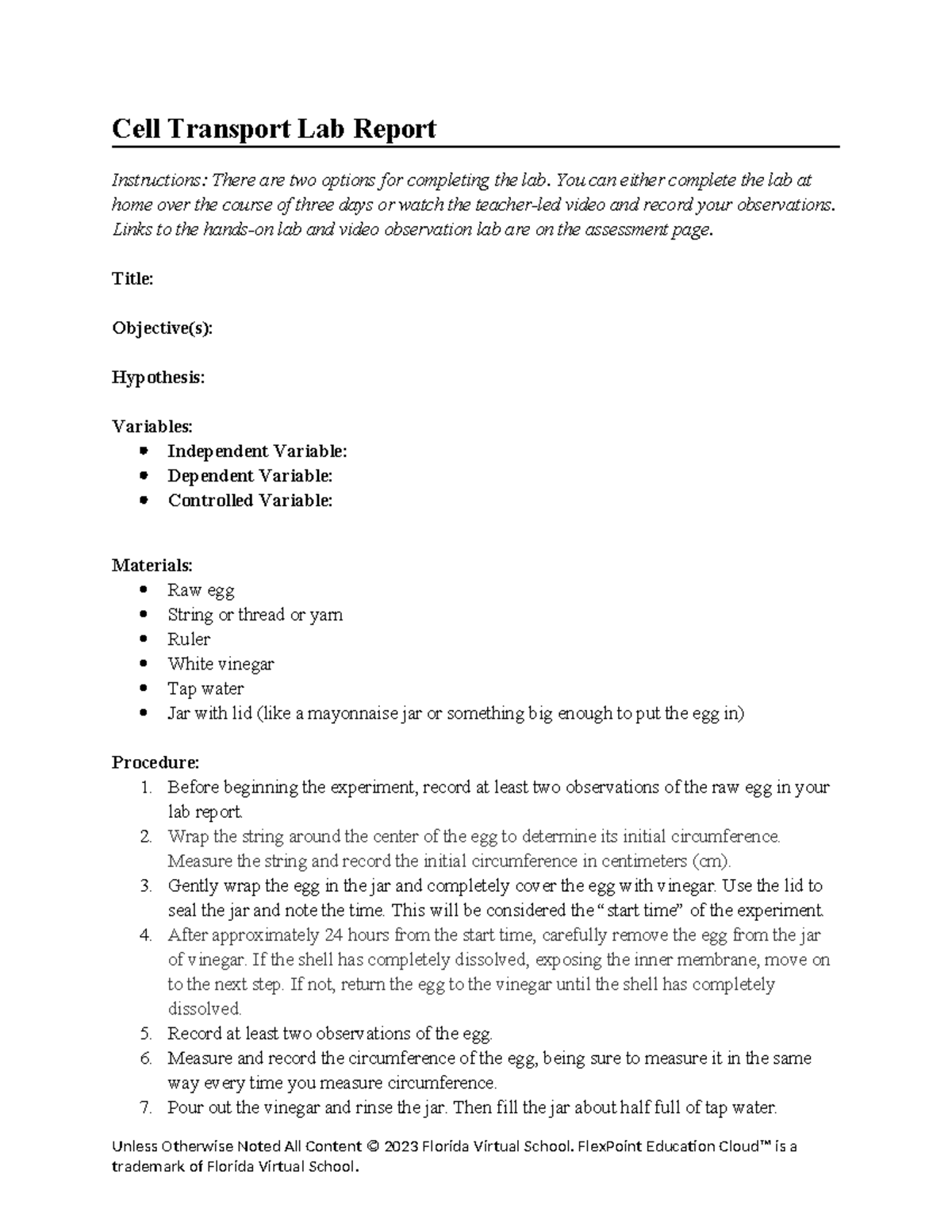 02 04 cell transport lab report - Cell Transport Lab Report ...