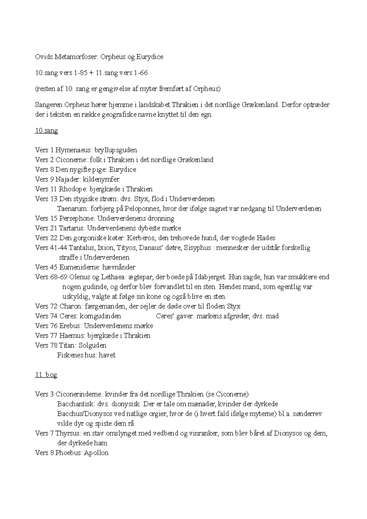 Ovid Met. Orpheus og Eurydice noter - Ovids Metamorfoser: Orpheus og ...