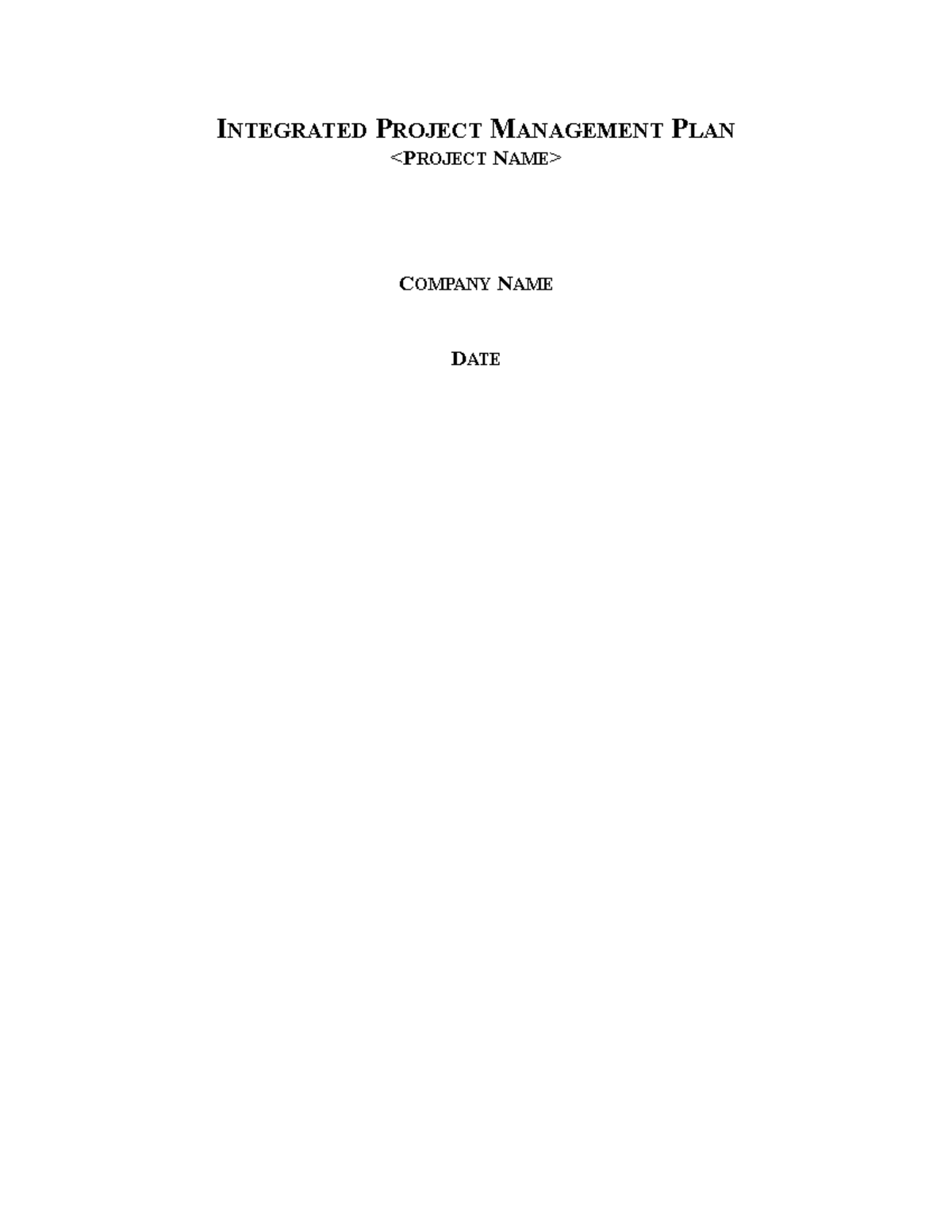 IT Project Management Integrated Project Management Plan_template ...