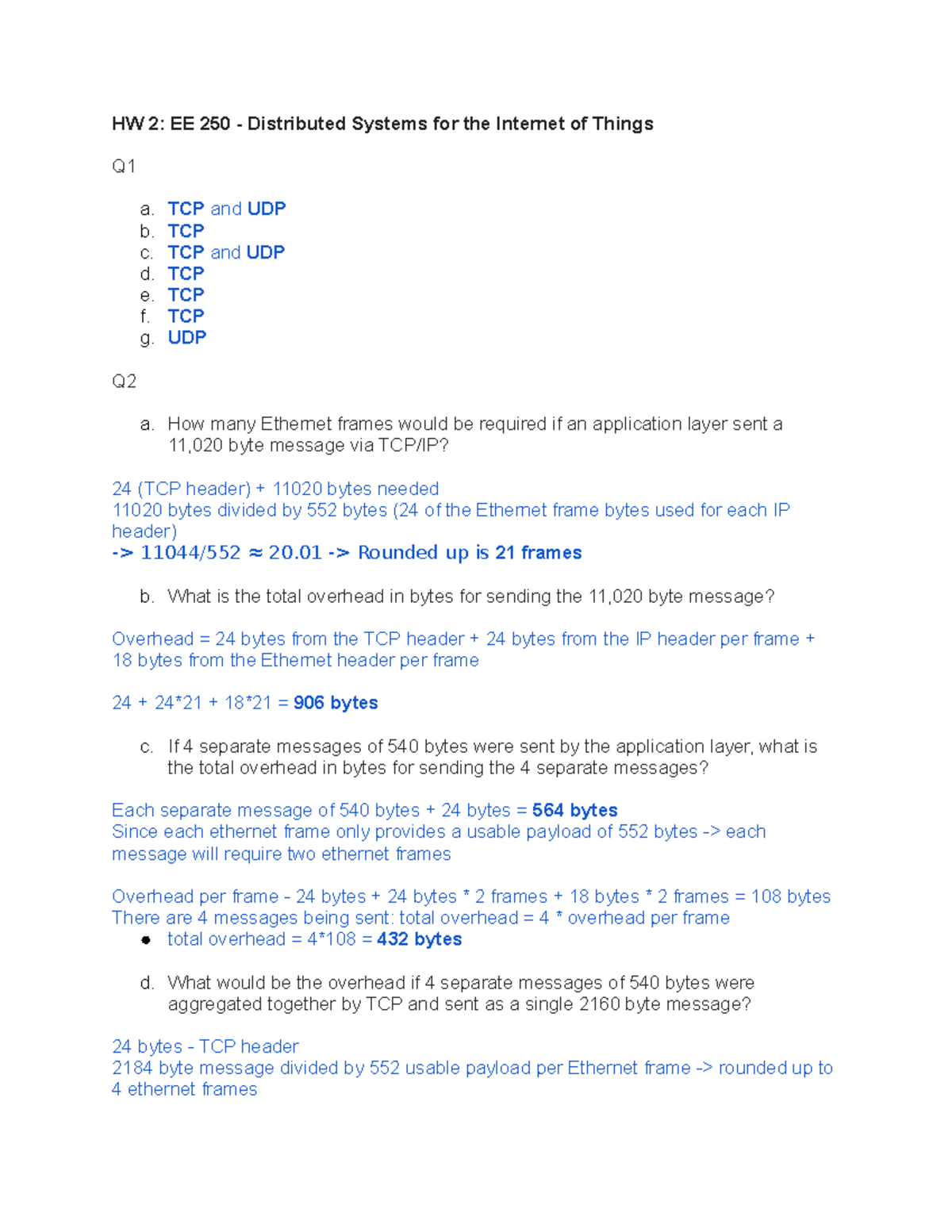Homework 2 Solutions - HW 2: EE 250 - Distributed Systems for the ...