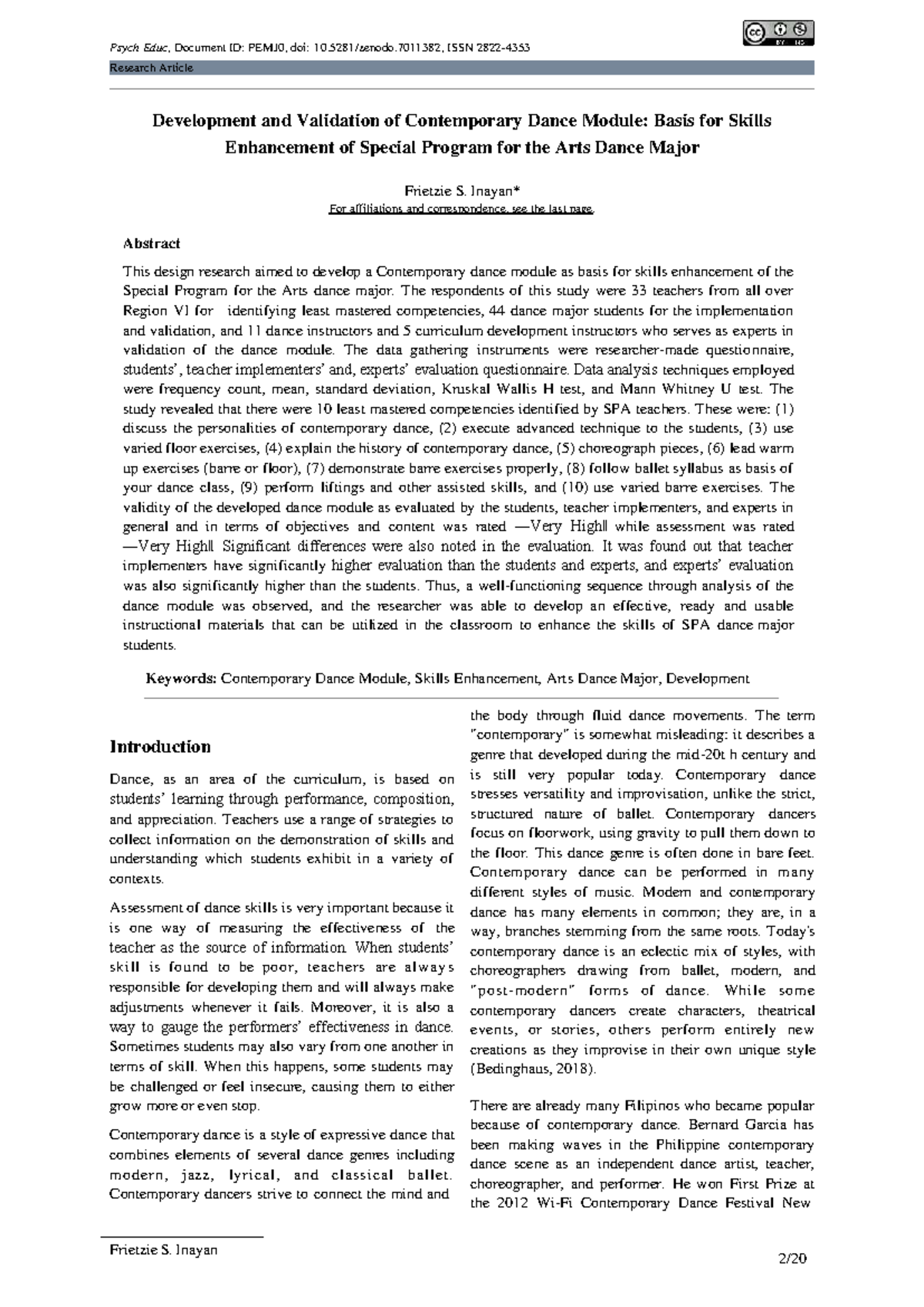 Development and Validation of Contemporary - Research Article _____________________ Development ...
