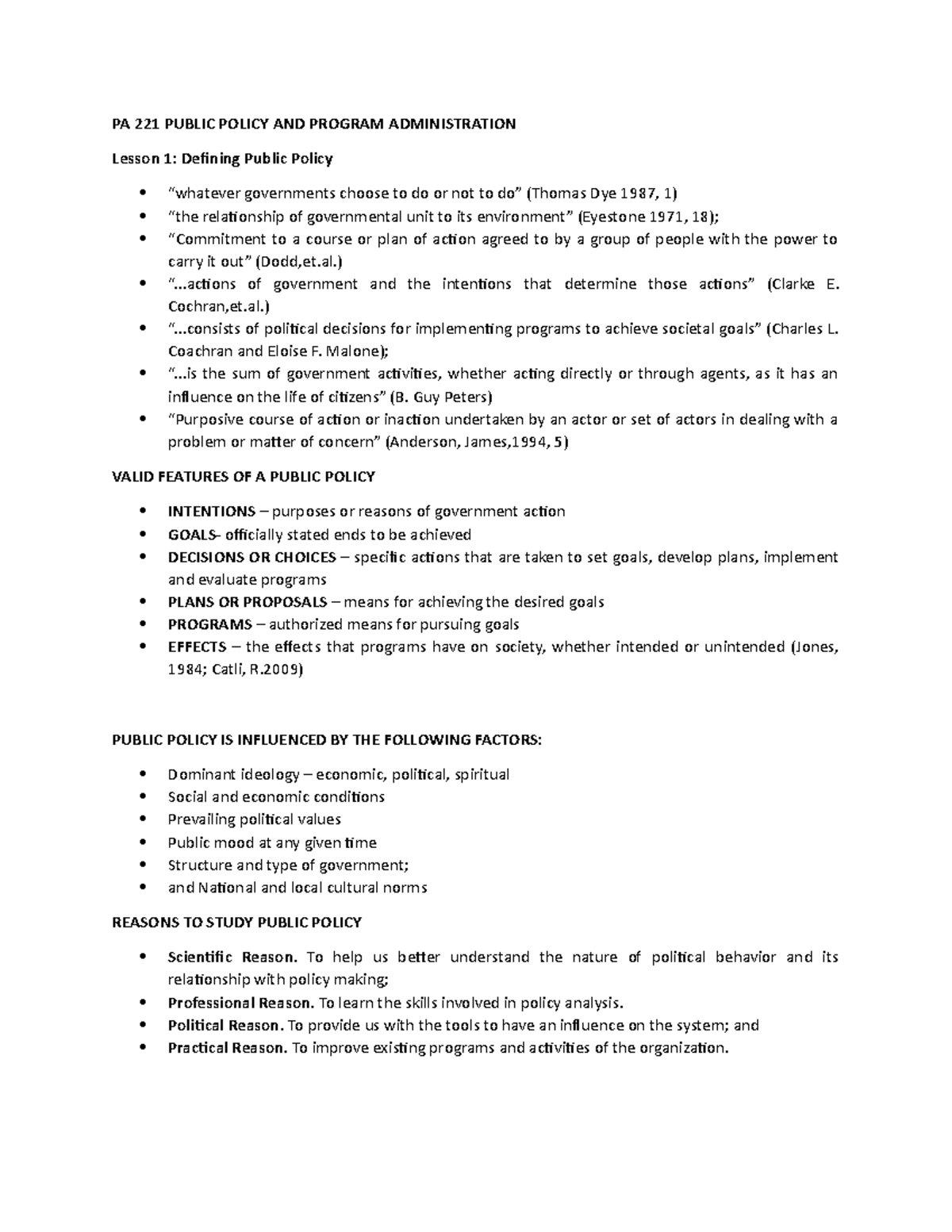 PA221 LECTURE AND MODULE - PA 221 PUBLIC POLICY AND PROGRAM ...