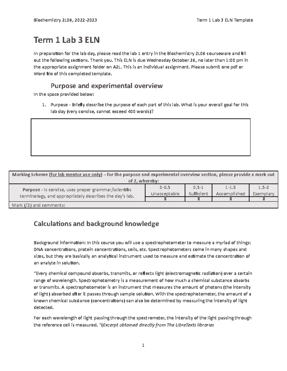 Term 1 Lab 3 ELN template - Term 1 Lab 3 ELN In preparation for the lab ...