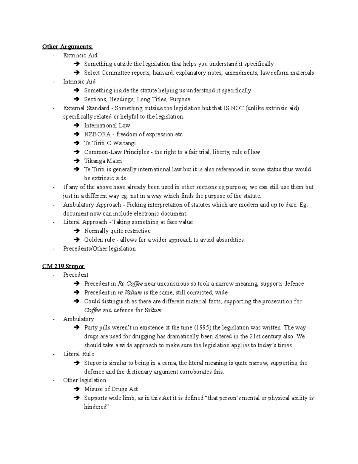 Tutorial 10 - Other Arguments: - Extrinsic Aid Something outside the ...