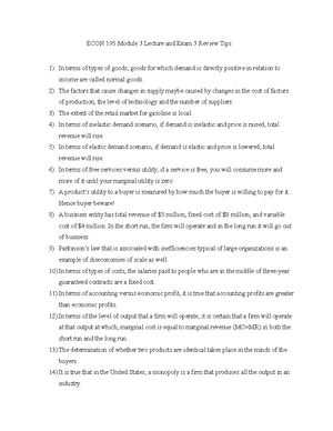 ECON 195 Module 1 Lecture and Exam 1 Review Tips(2) - ECON 195 Module 1 ...