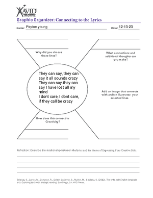 Connect with lyrics Graphic Organizer - Name: - Studocu