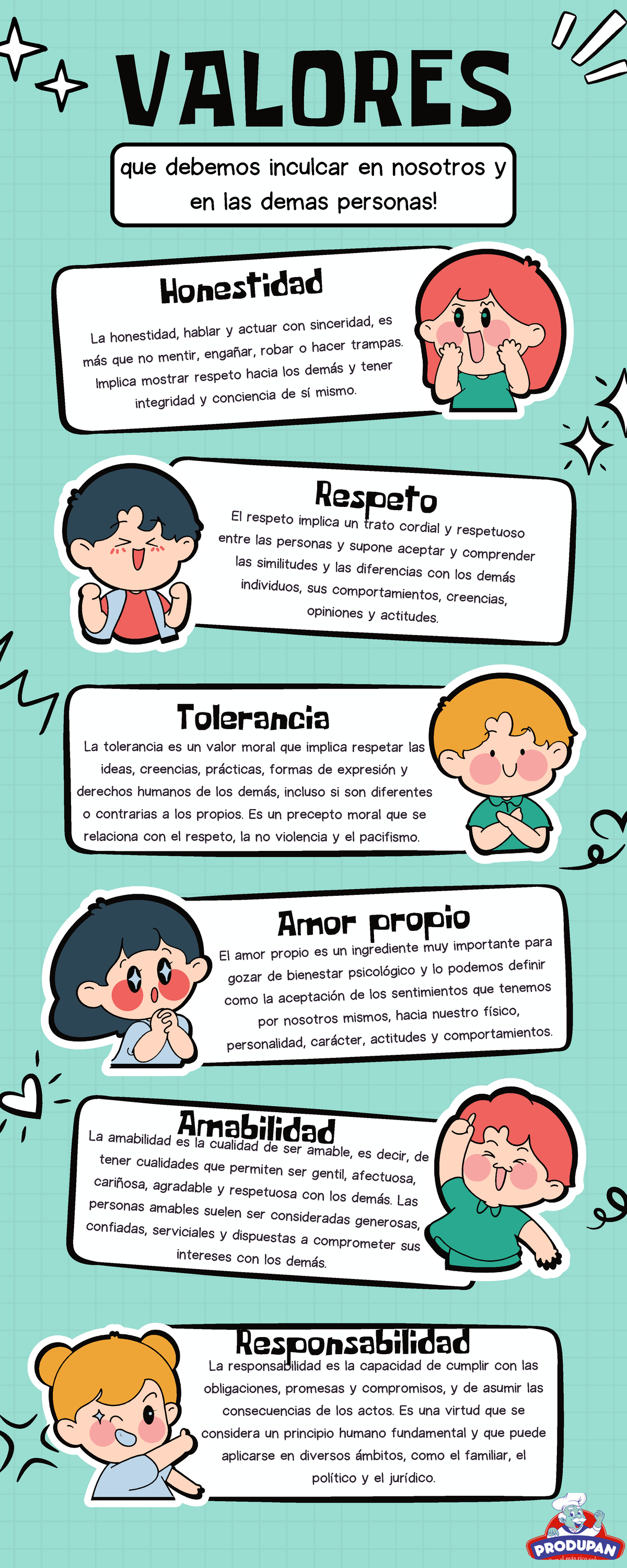 Infografía Listado de Valores Educación en la Infancia Ilustrada ...
