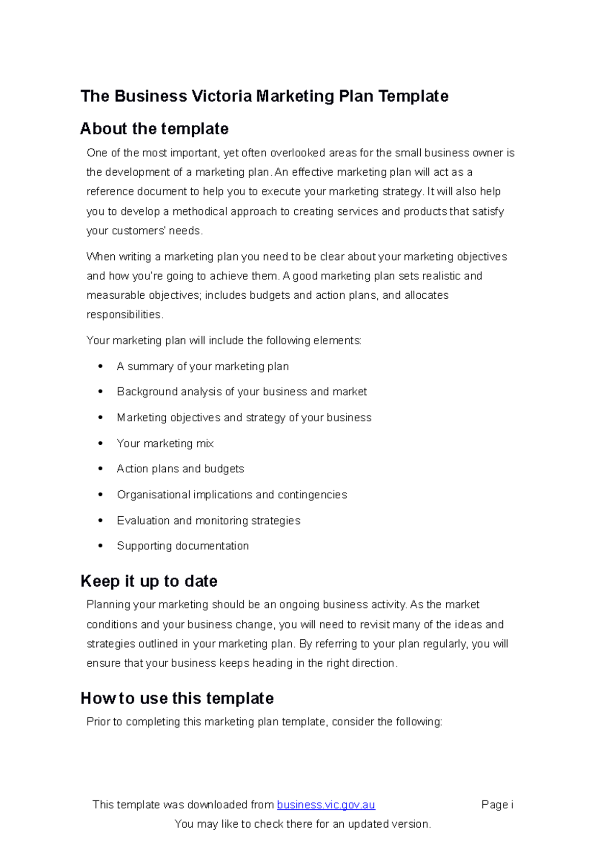 Marketing-plan-template - The Business Victoria Marketing Plan Template ...