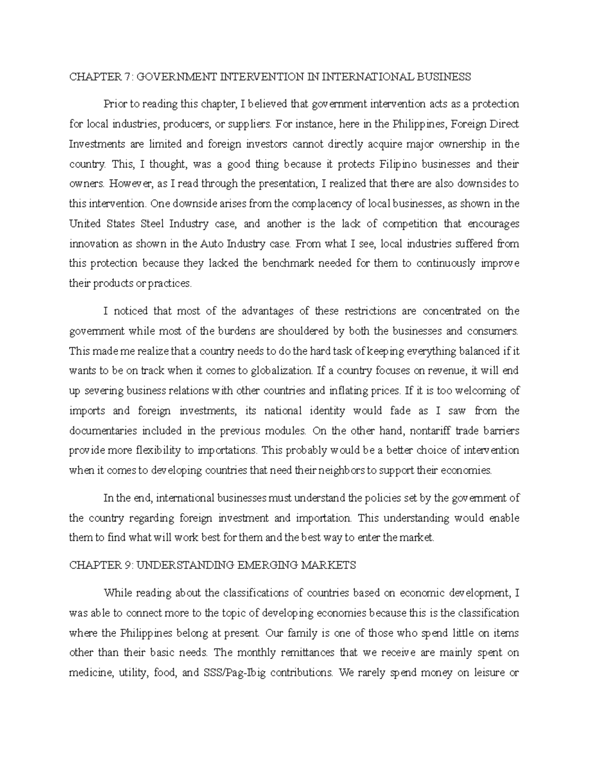 International Business and Trade - CHAPTER 7: GOVERNMENT INTERVENTION ...