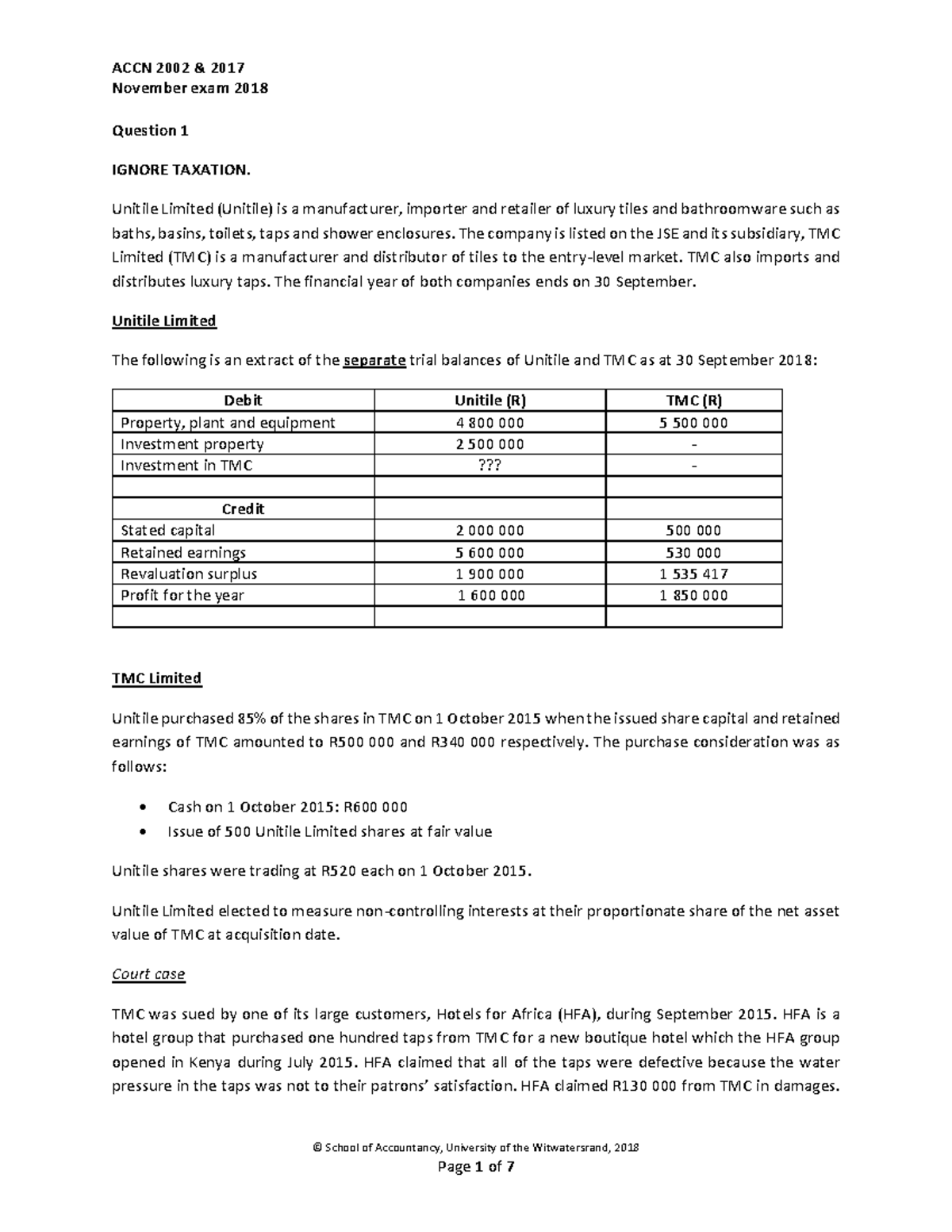 2018 Nov Exam Question - Past Paper Nov- 2018 - November exam 2018 ...