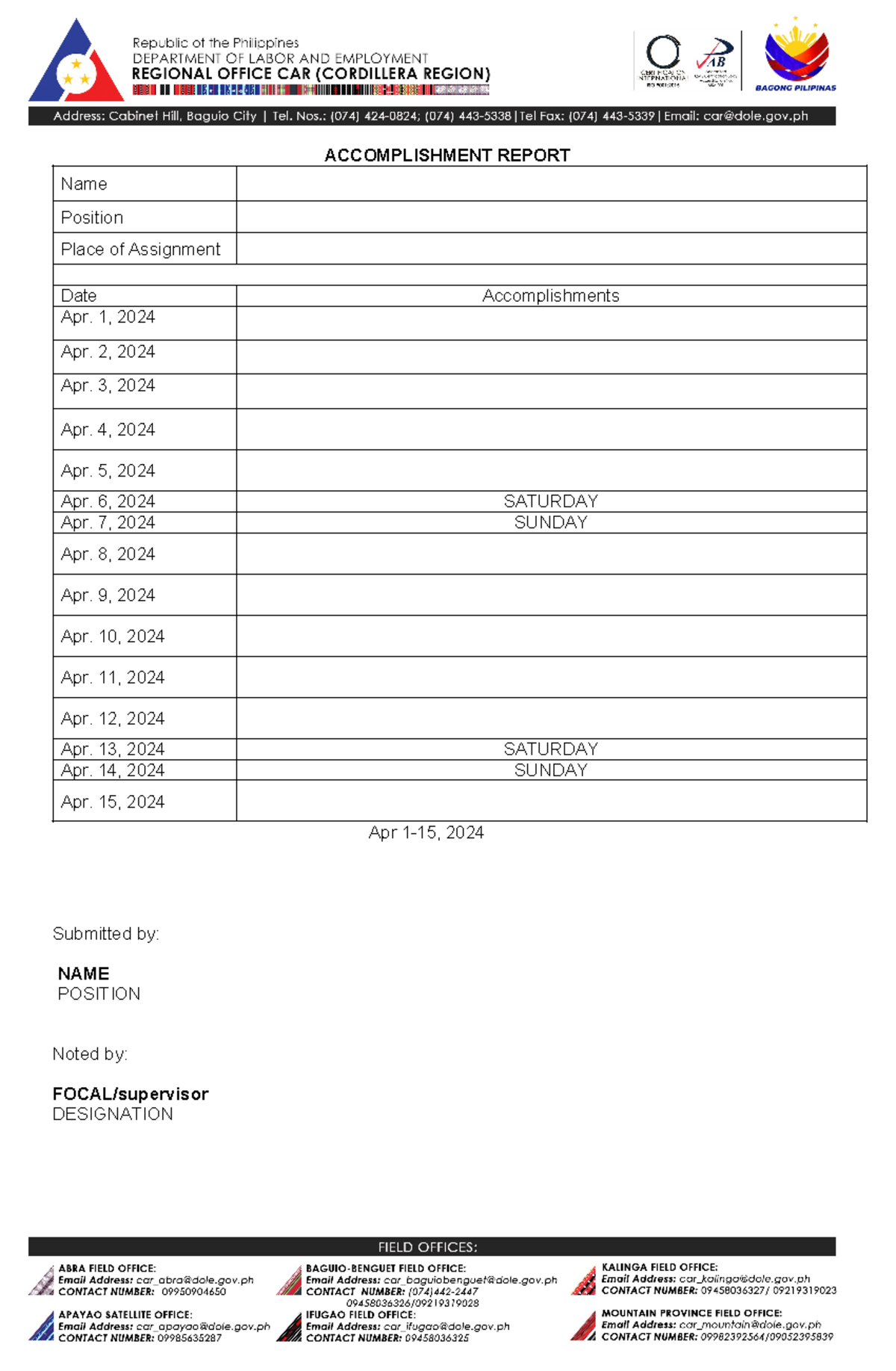 AR- Template - for student - Bs Secondary Education - ACCOMPLISHMENT ...