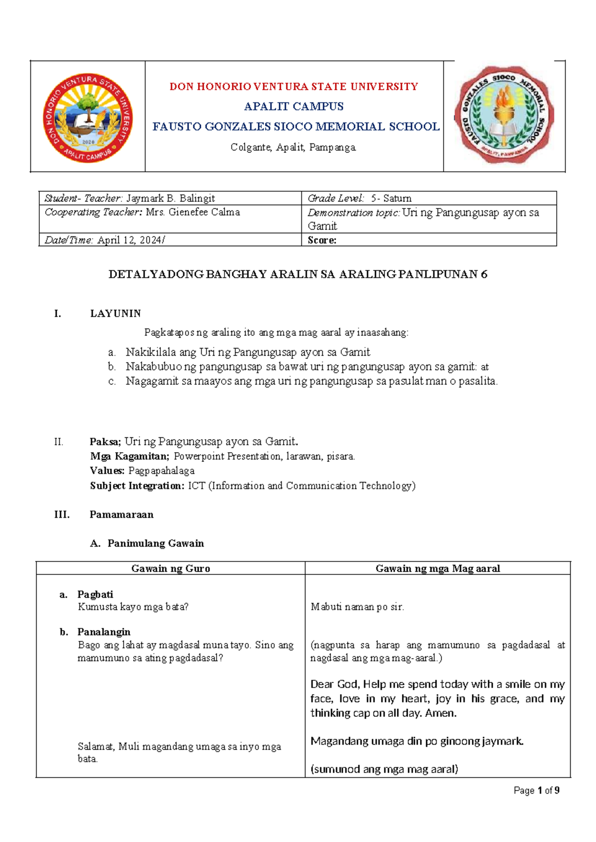 Balingit Filipino 6 - DON HONORIO VENTURA STATE UNIVERSITY APALIT ...