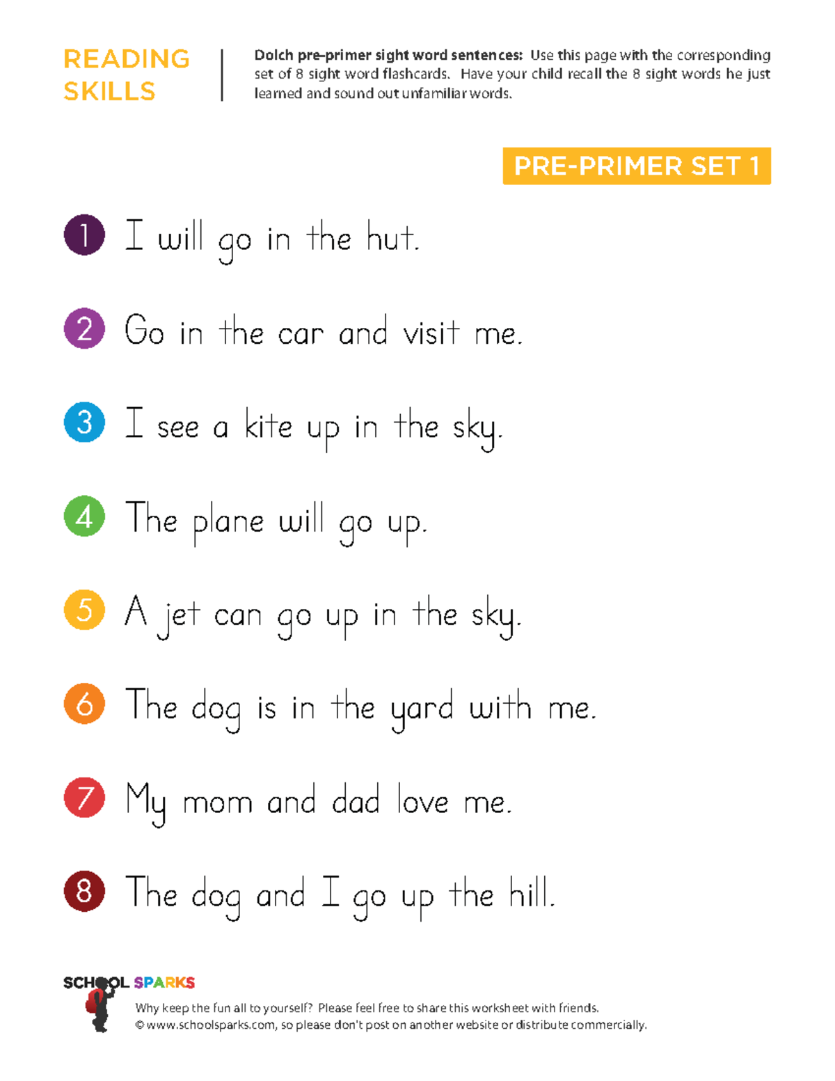 Sight Word Sentences - Early reading materials for practice teaching in ...