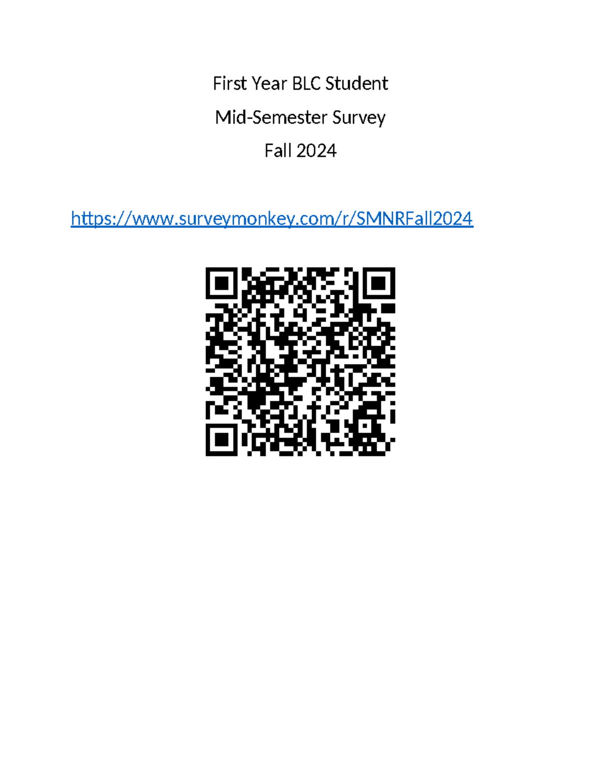 First Year BLC Student Mid Semester Survey Login 2024 - RELG316 - First ...