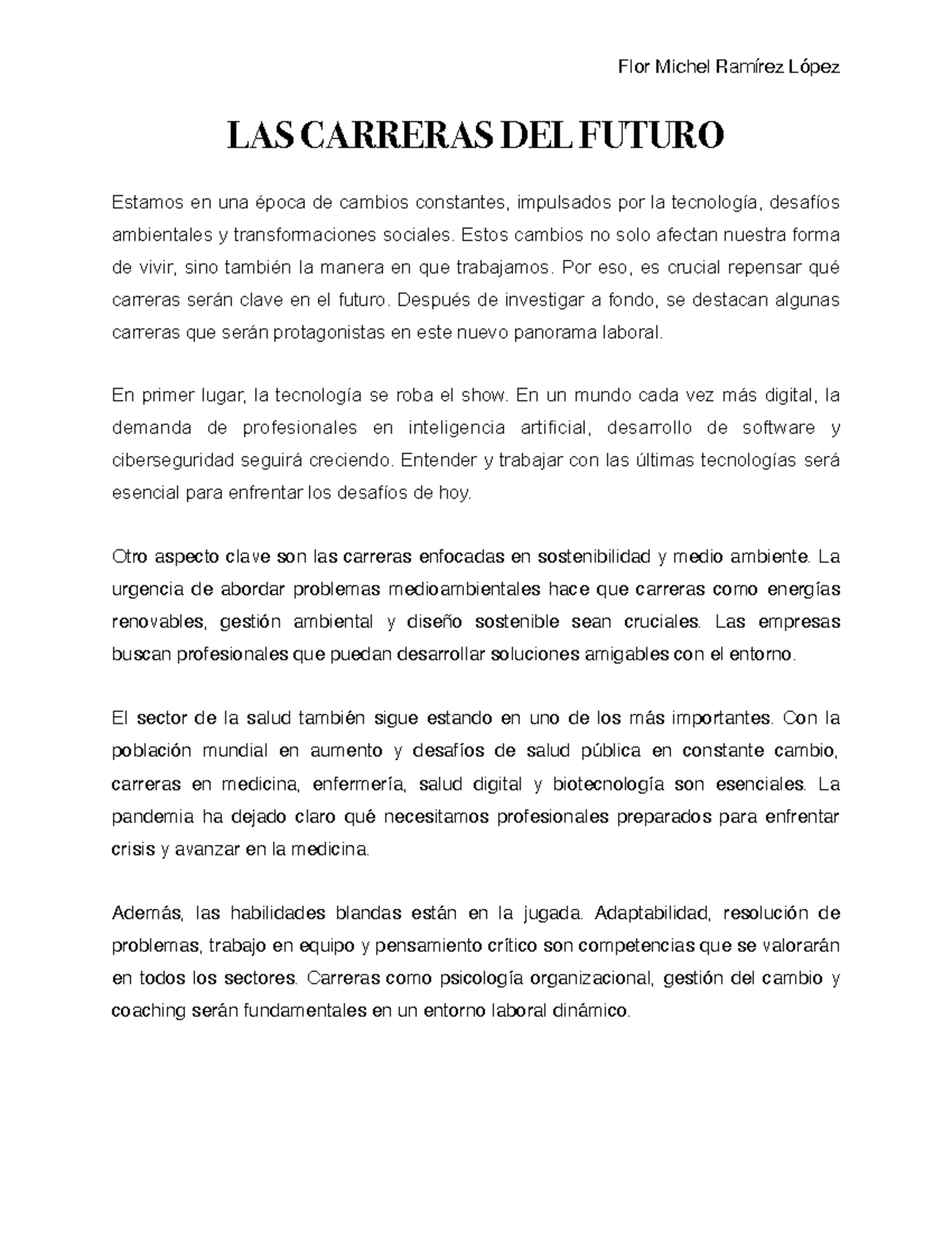 Carreras DEL Futuro PDF - Flor Michel Ramírez López LAS CARRERAS DEL ...