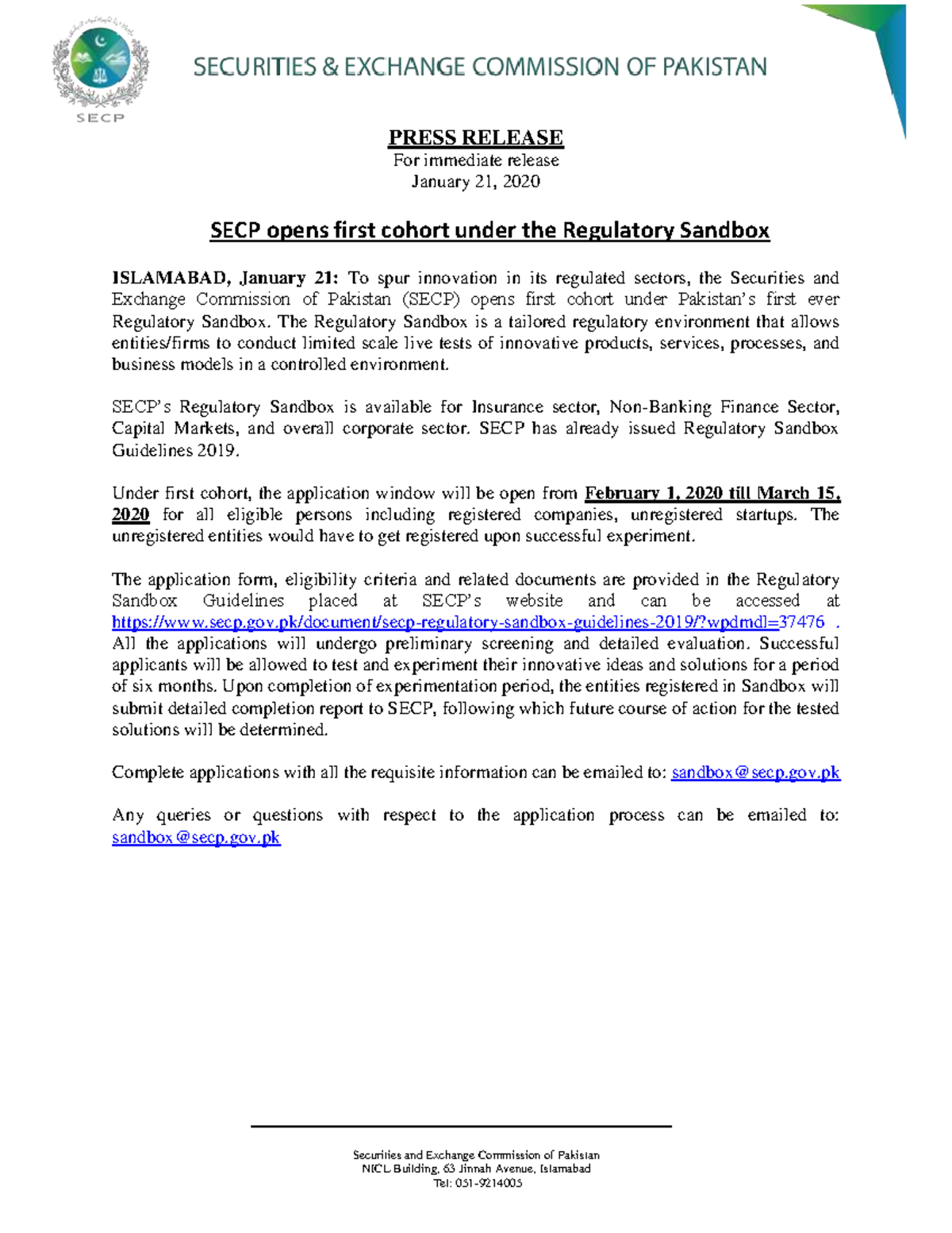 RSA bc 12345678 - Securities and Exchange Commission of Pakistan NICL ...