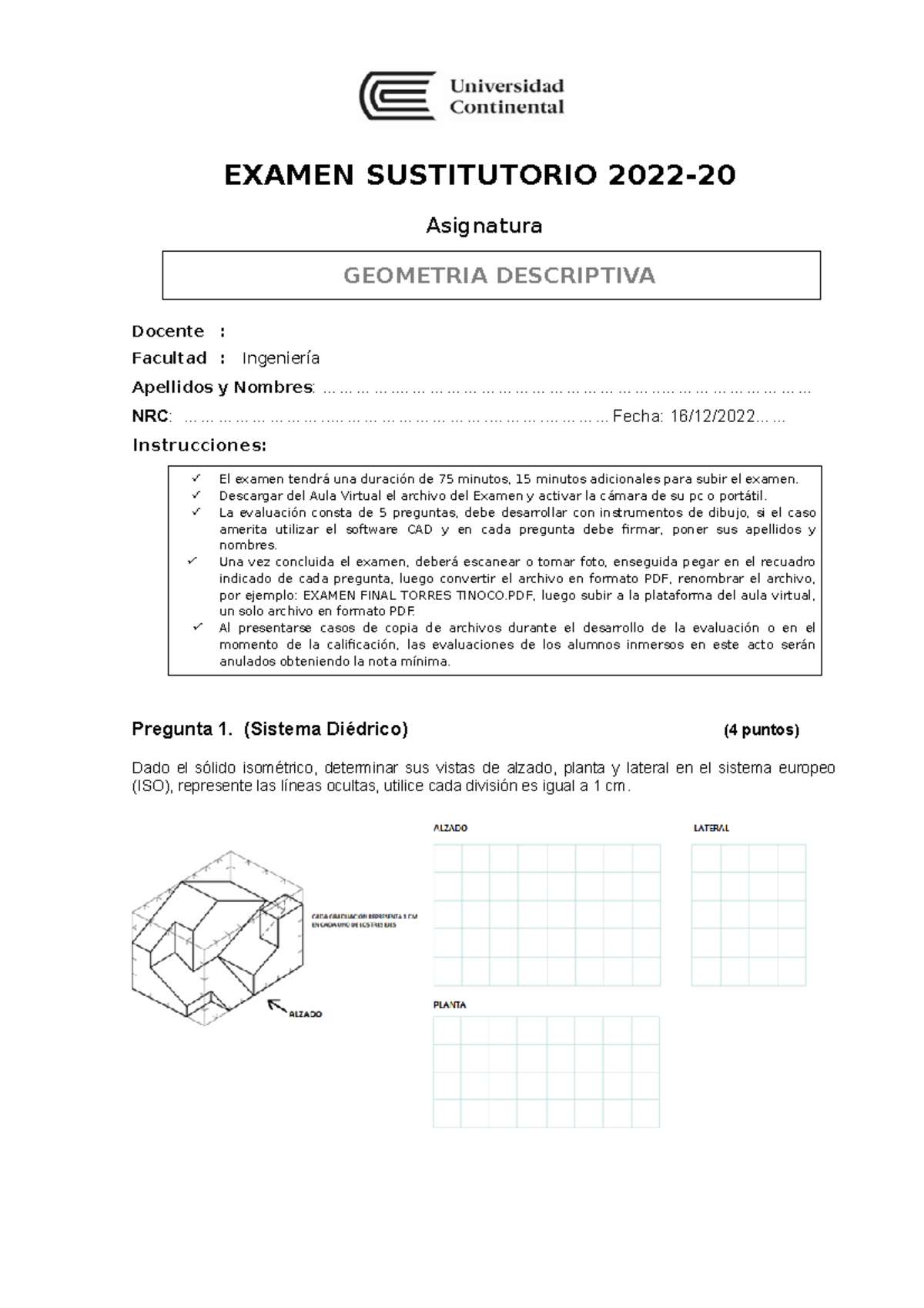Examen Sustitutorio GD 2022-20 - EXAMEN SUSTITUTORIO 2022- Asignatura Docente : Facultad : - Studocu