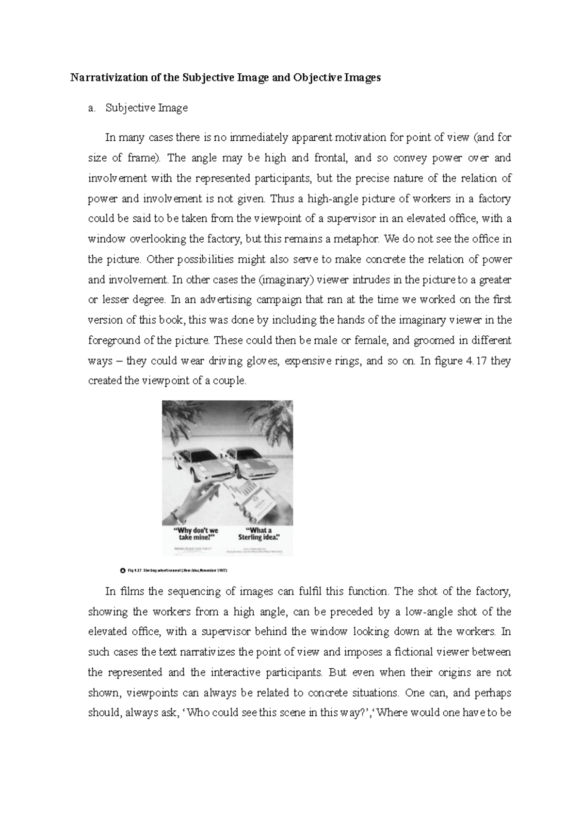 Narrativization of the Subjective Image and Objective Images ...