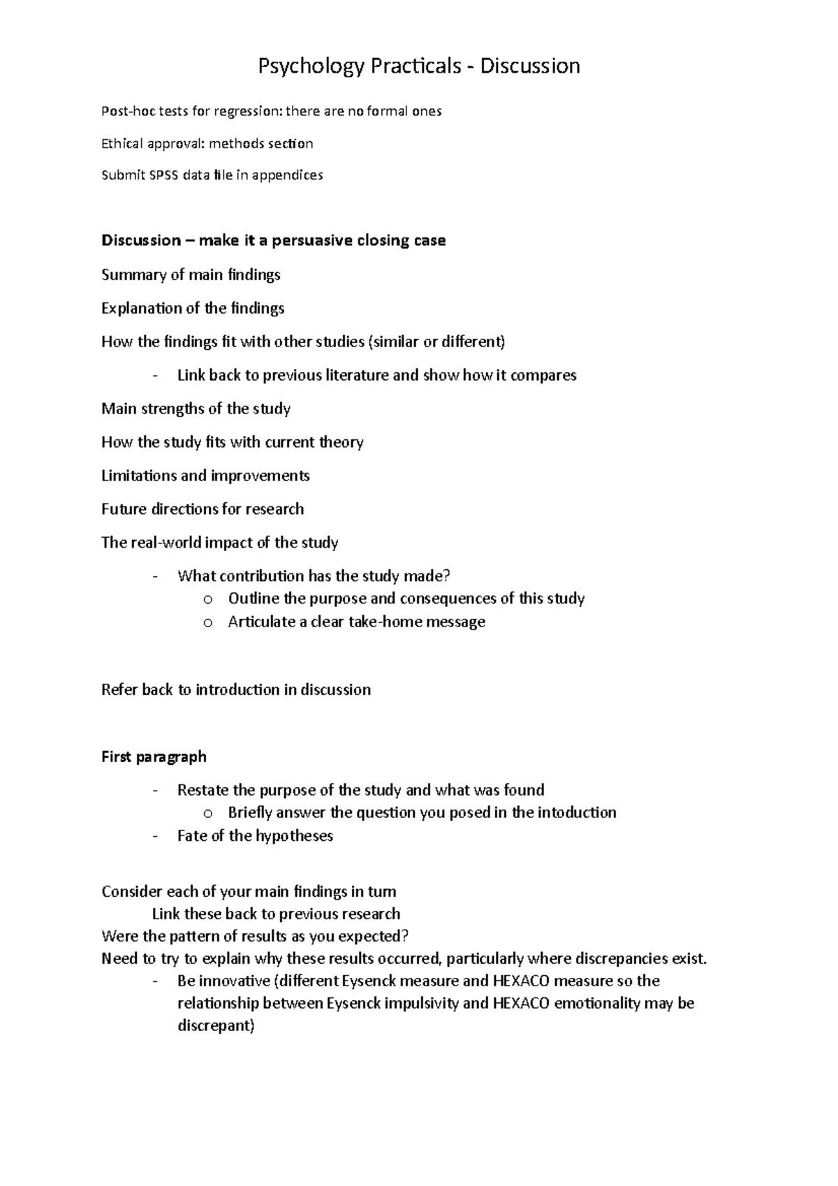 Lecture 10 - Writing a discussion section - Psychology Practicals ...