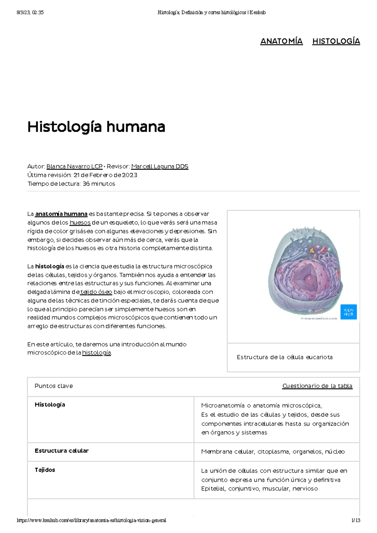 Histología Definición y cortes histológicos Kenhub - Histología humana ...