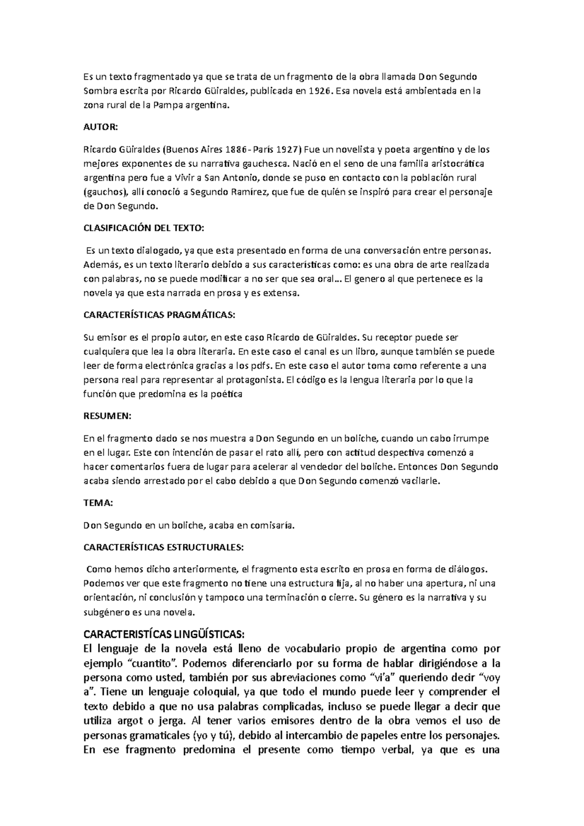 Comentario DE Texto 2 - jzjzjsjjshskslsk - Es un texto fragmentado ya ...