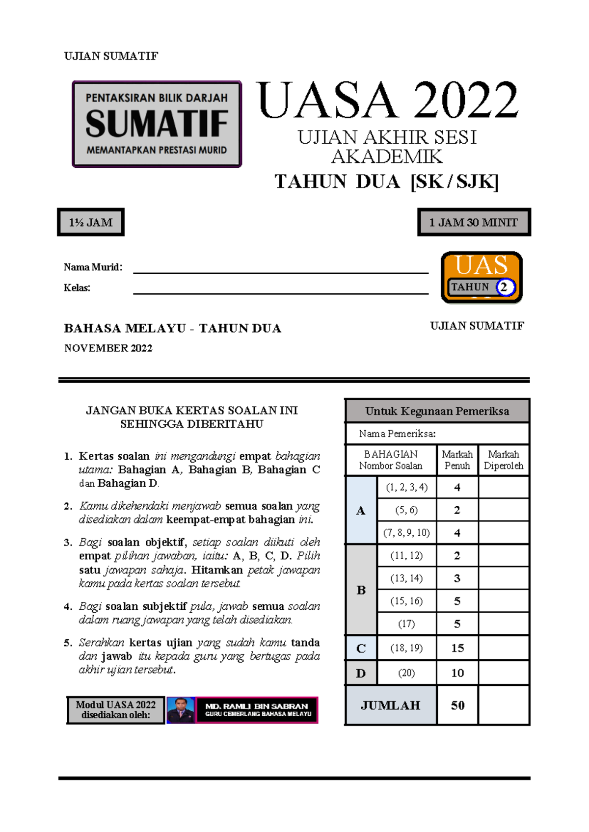 BM T2 - Uasa - ####### UJIAN SUMATIF UASA 2022 UJIAN AKHIR SESI ...