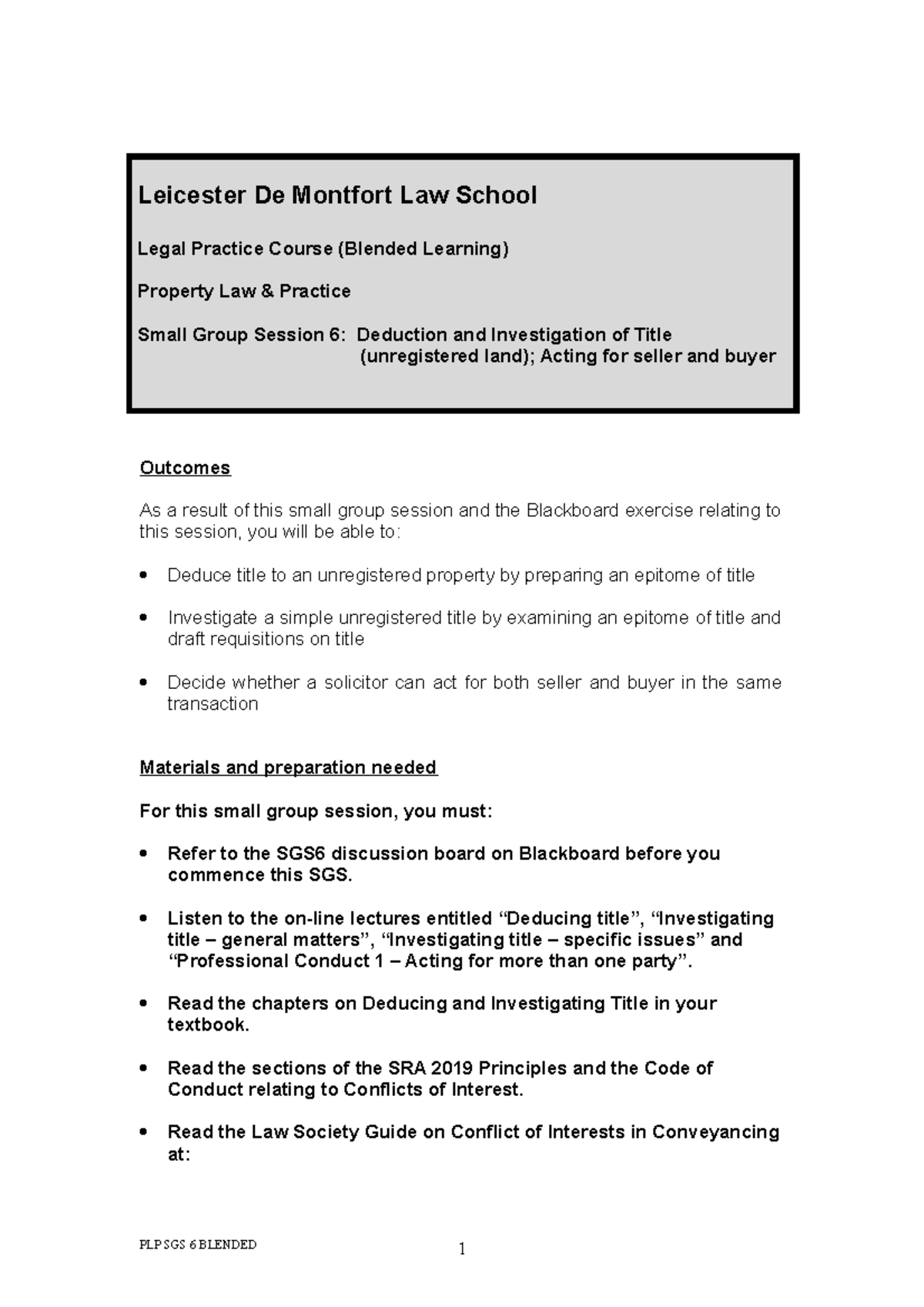 SGS 6 Blended 2021 - PLP SGS 6 complete work - Leicester De Montfort ...