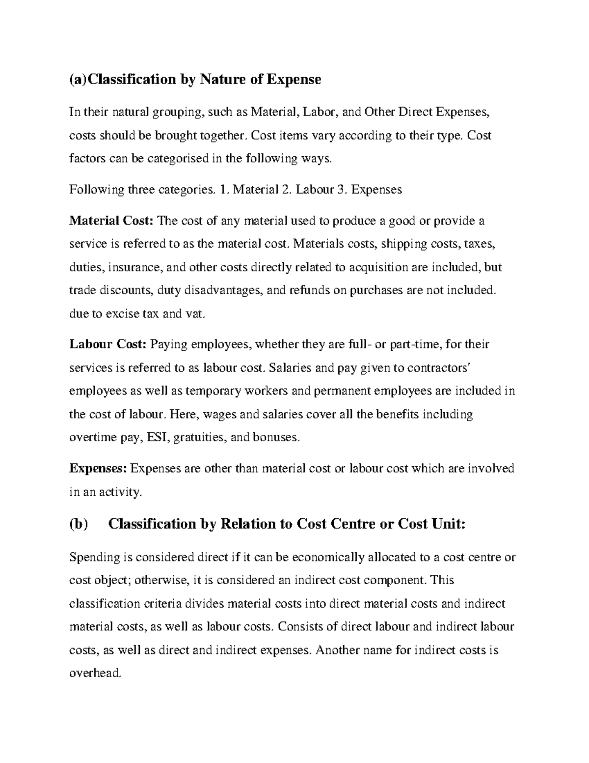 Cost8 - (a)Classification by Nature of Expense In their natural ...