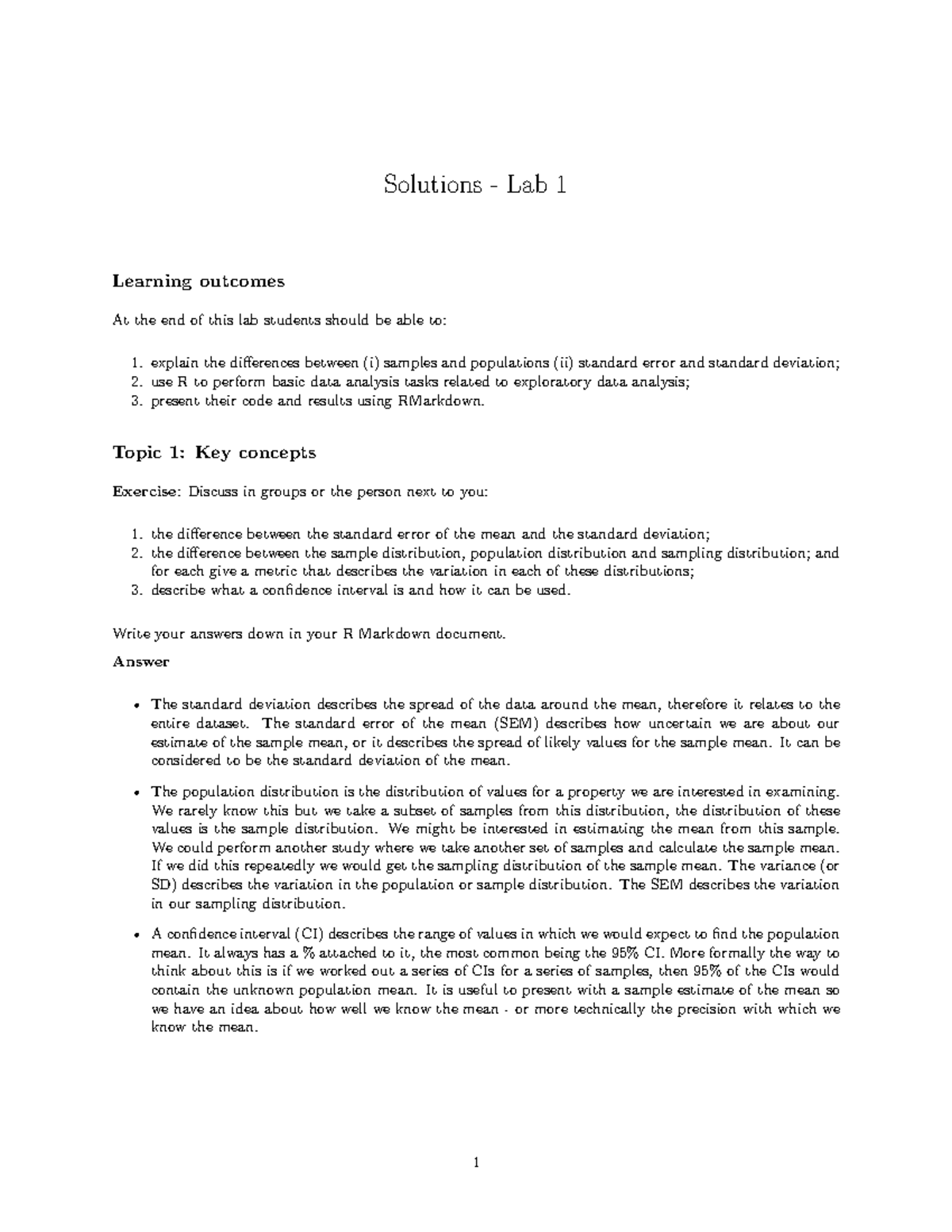 Lab solutions - Solutions - Lab 1 Learning outcomes At the end of this ...
