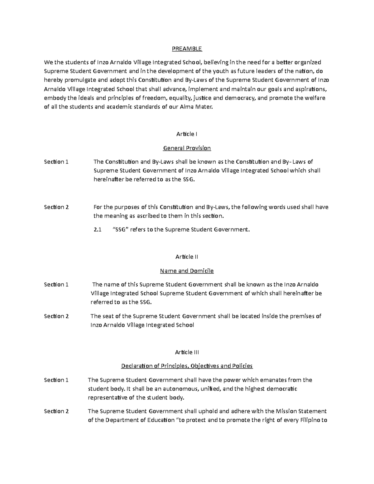 By laws - CONSTITUTION AND BY LAWS OF SUPREME STUDENT GOVERNMENT ...