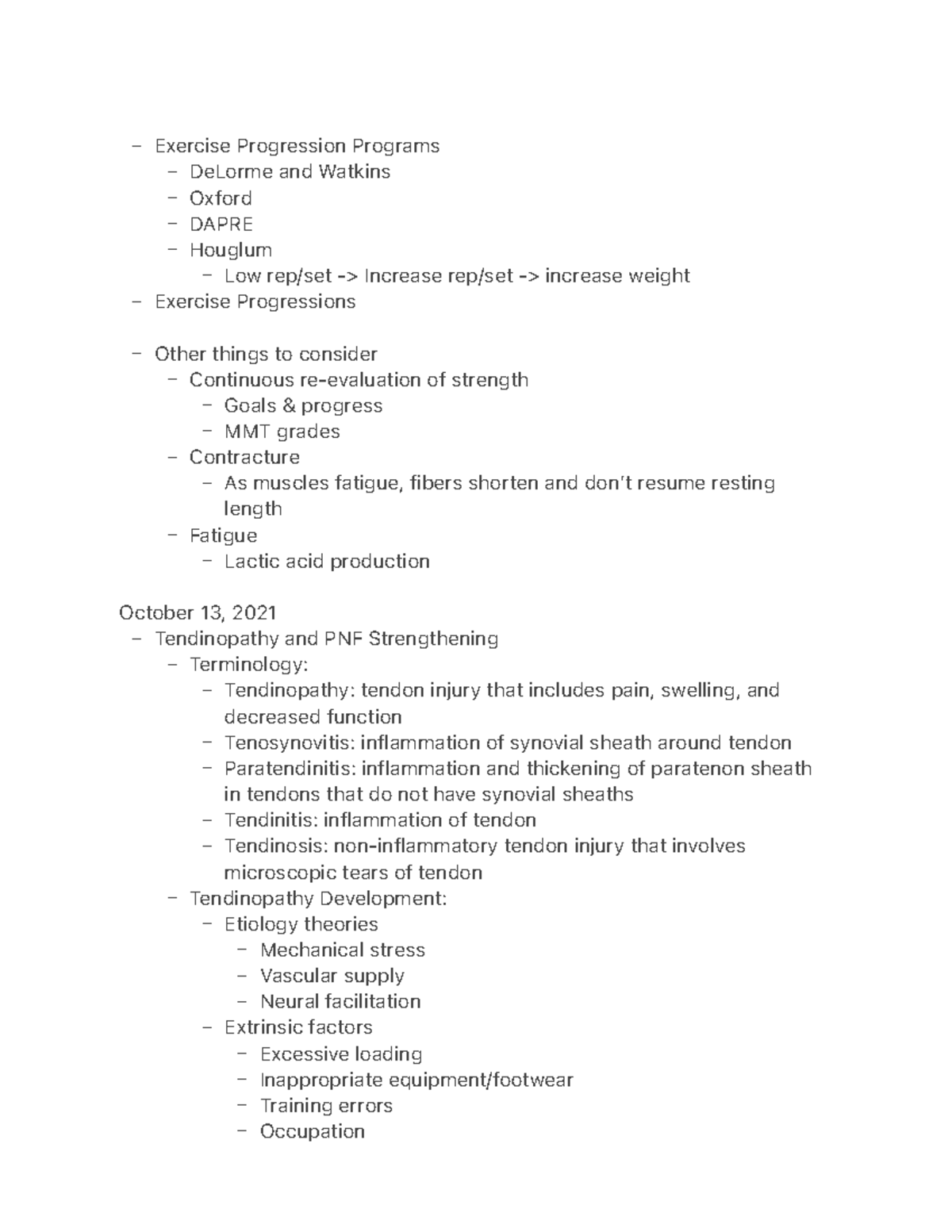 4) Exercise Progression Programs