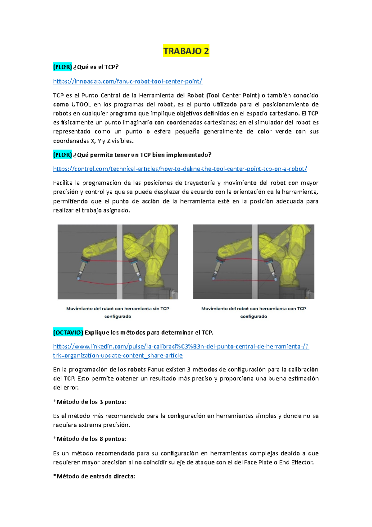 Trabajo 2 - buena - TRABAJO 2 (FLOR) ¿Qué es el TCP? innoadap/fanuc ...