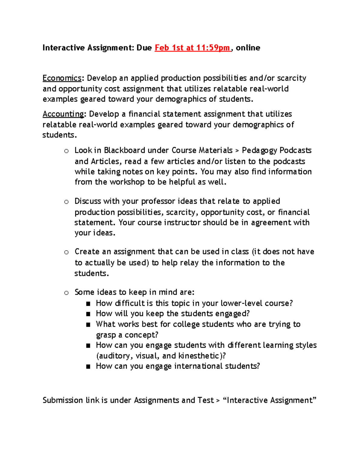 Interactive Assignment day 1 in class - Interactive Assignment: Due Feb ...