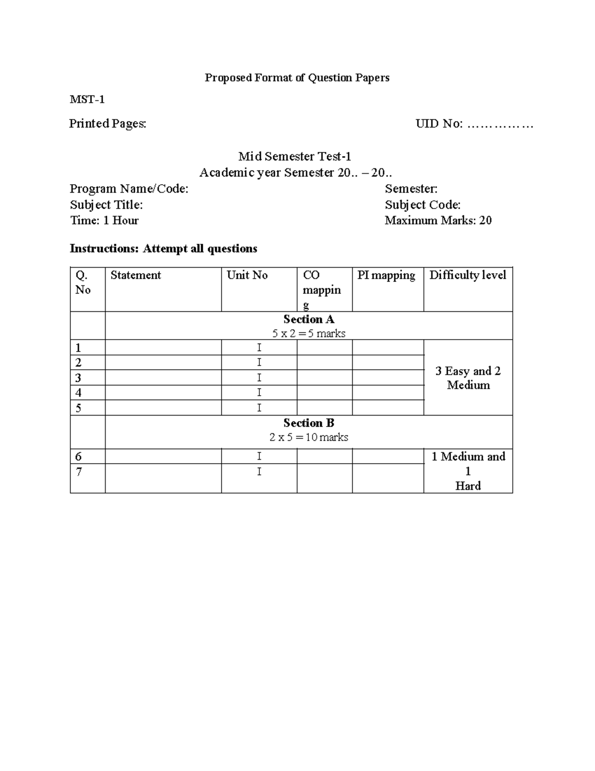 MSMEs question paper - It is relevant - Proposed Format of Question ...