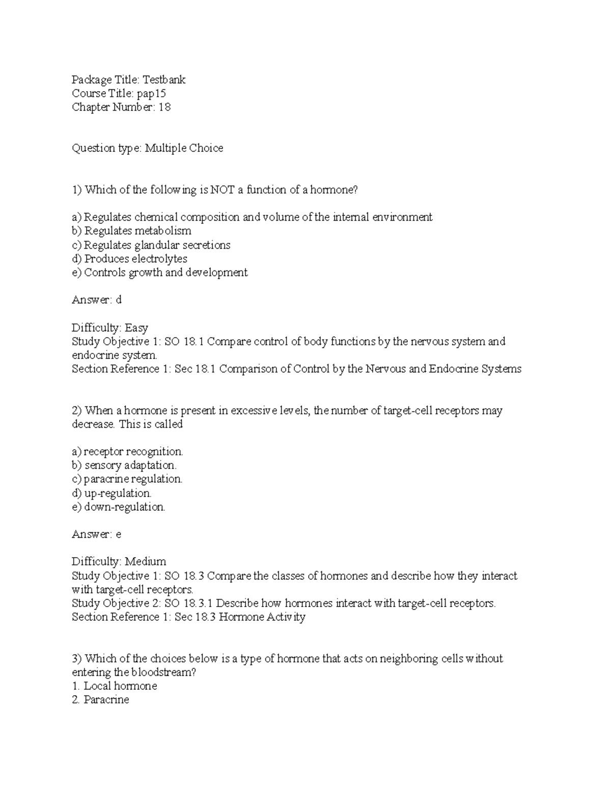 Ch18 - Chapter 18 - Package Title: Testbank Course Title: pap Chapter ...
