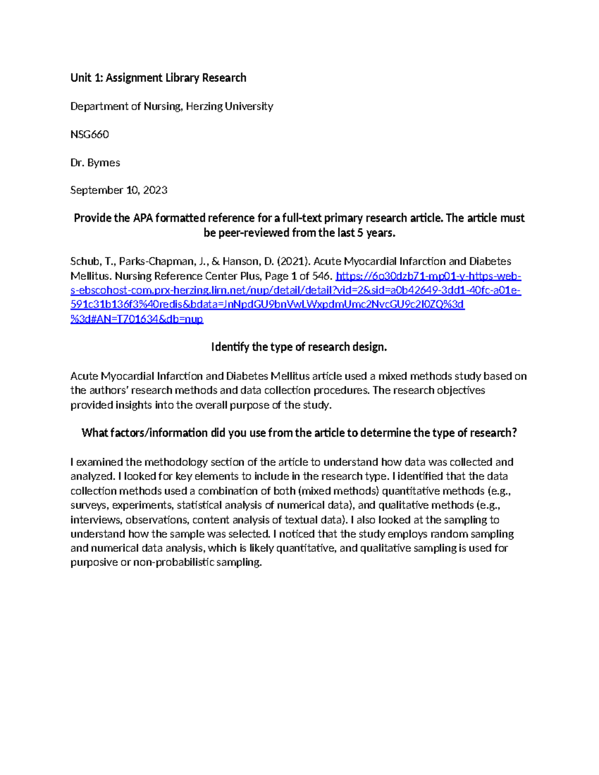 Unit 1- Assignment Library Research scholarly practice - Unit 1 ...