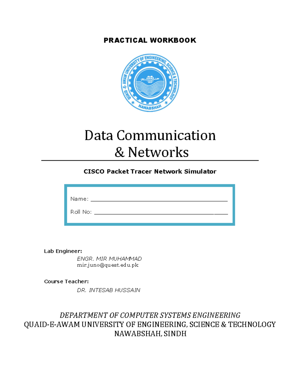 DCN Pr Book 15CSE - PRACTICAL WORKBOOK Data Communication & Networks ...