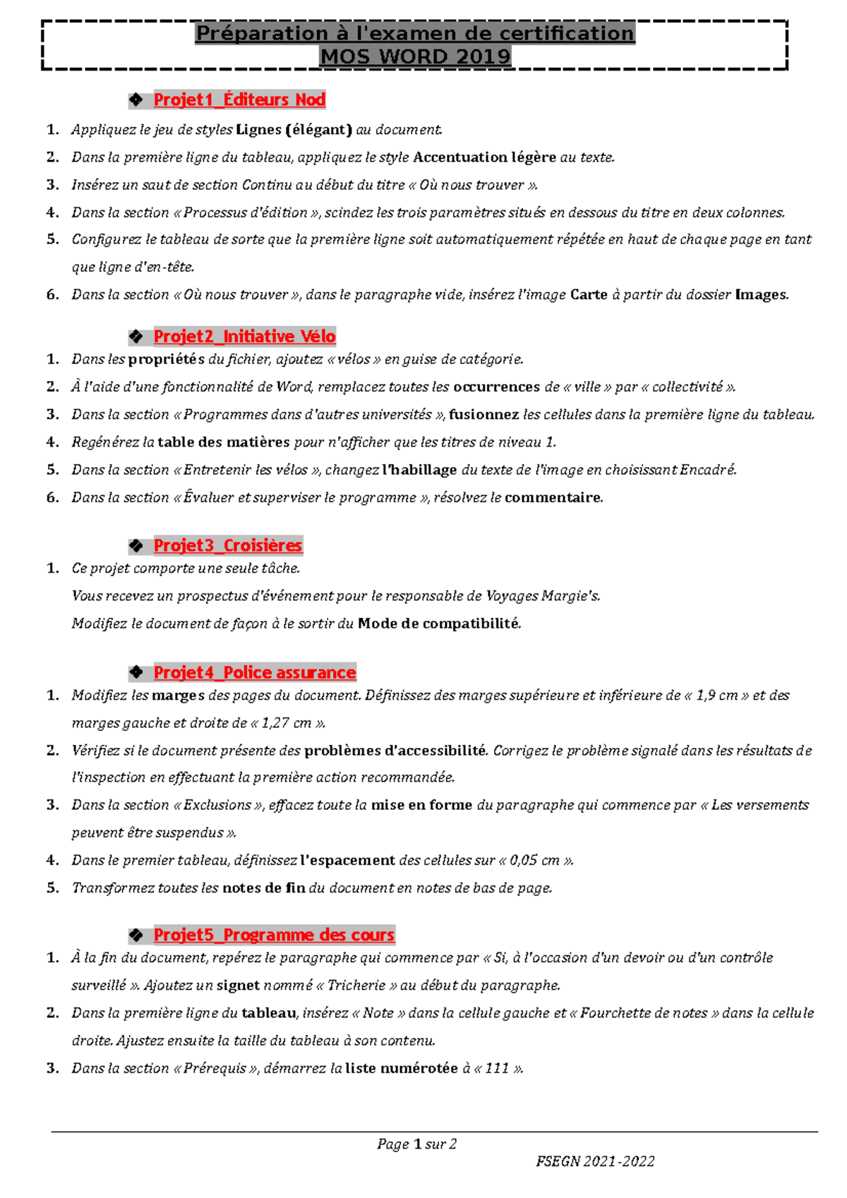 TP WORD 2019 - TP_WORD 2019.docx - Préparation à l'examen de ...