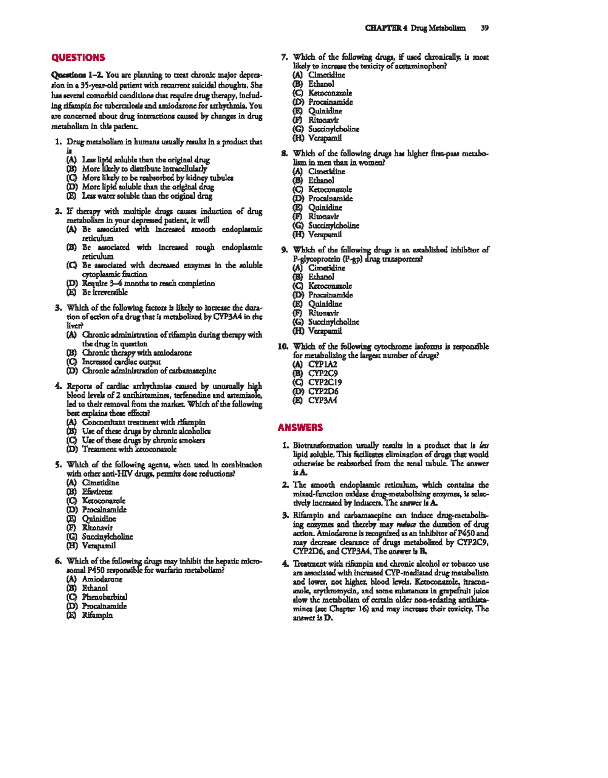 Chapter 4 - sad - QUESTIONS Questiom 1-2. You are planning to treat ...