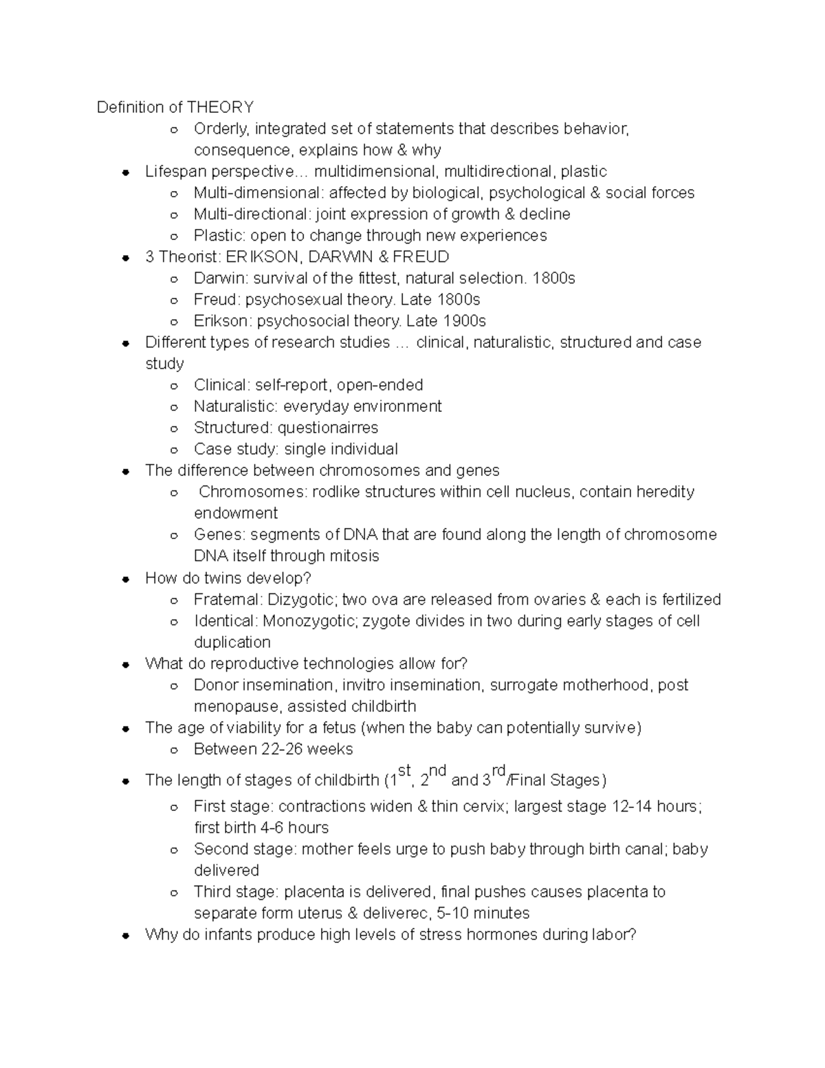Final study guide - Definition of THEORY Orderly, integrated set of ...
