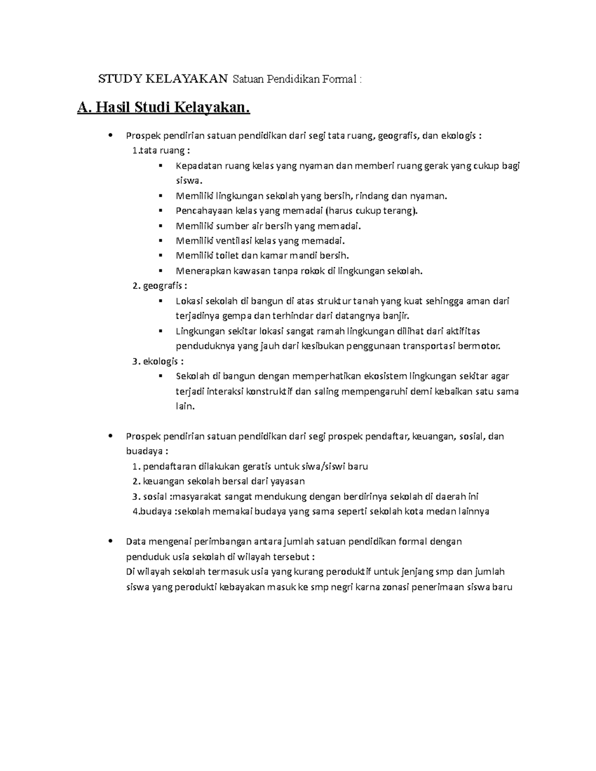Study Kelayakan Satuan Pendidikan Formal - STUDY KELAYAKAN Satuan ...